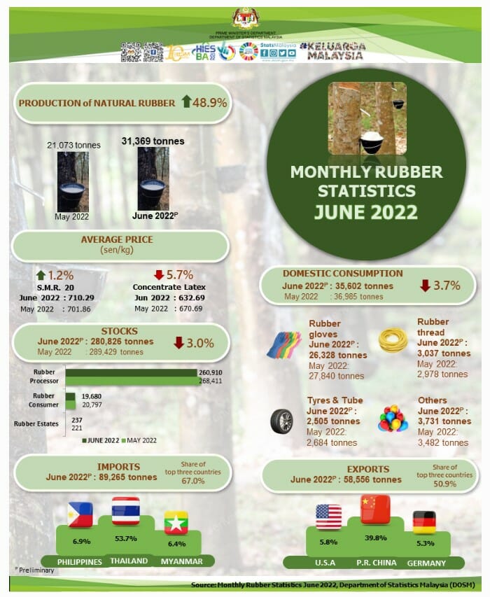 Rubber Yield Increased By 48.9 Per Cent In June 2022, compared to ...