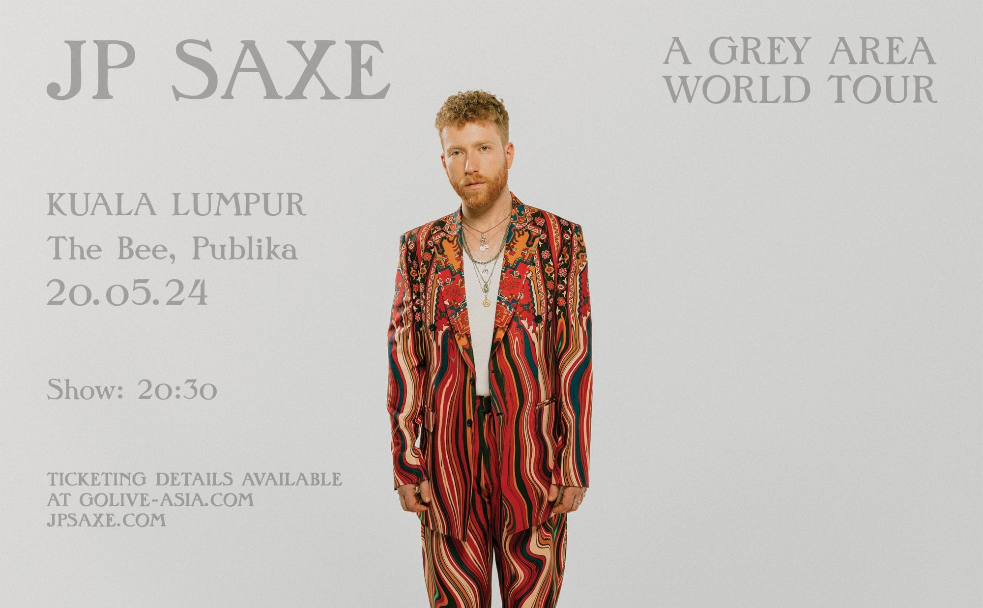 JP Saxe Brings "A Grey Area" World Tour to Asia, Including KL This May ...