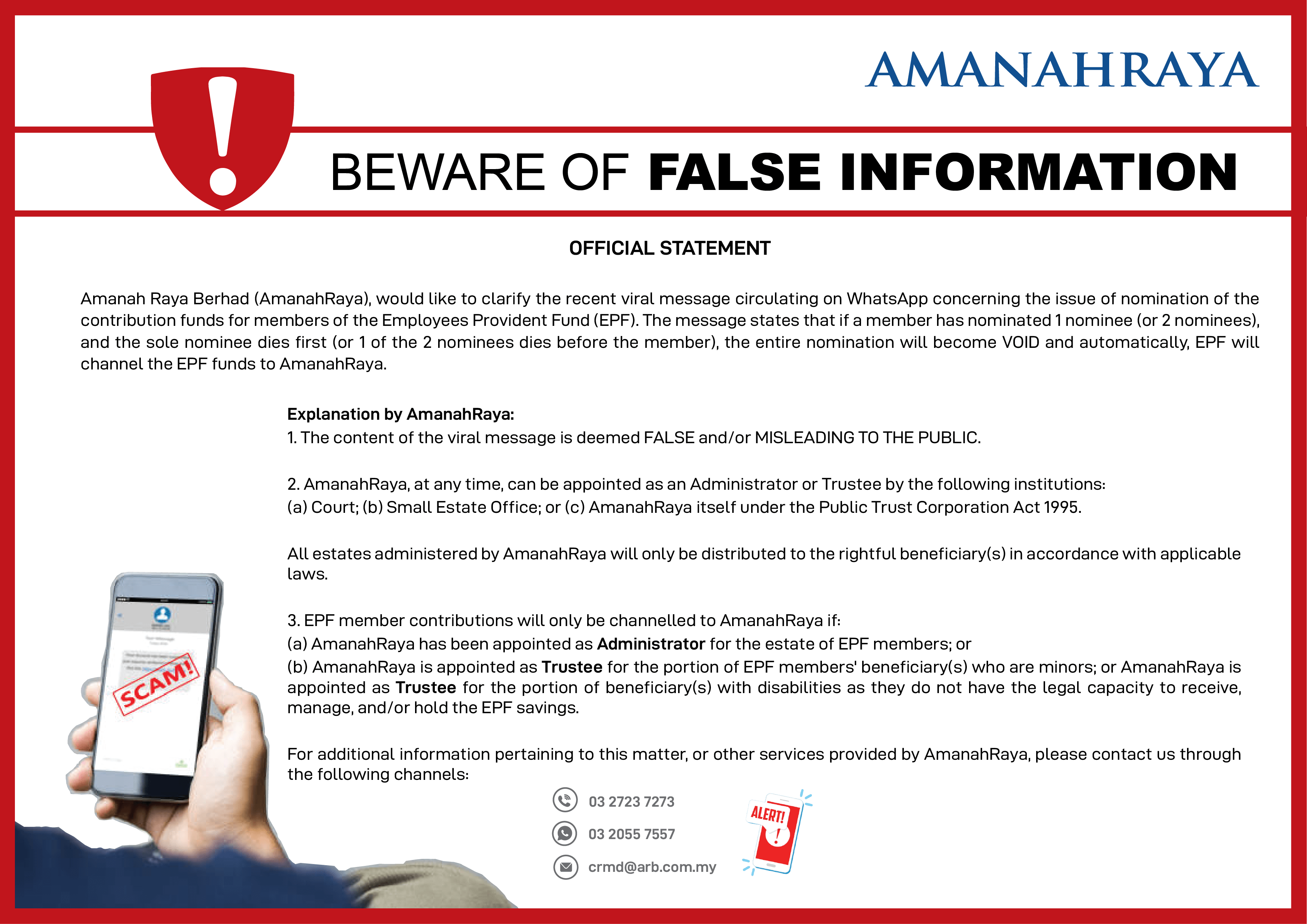 Be Forewarned! False Messages On EPF Nominations Are Circulating: Amanah Raya - BusinessToday