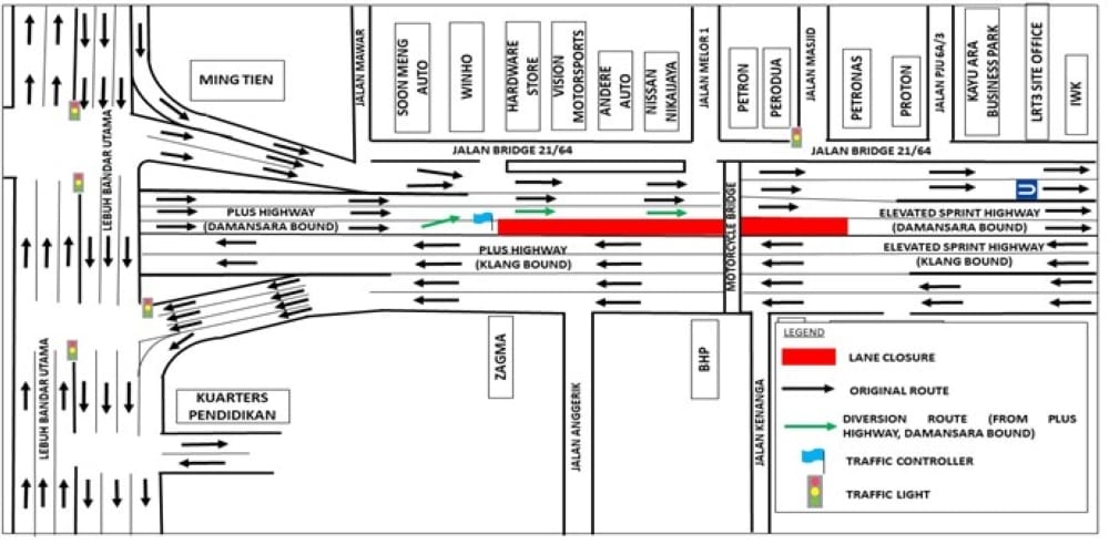 Intermittent Lane Closures And Traffic Diversions Announced For LRT3 ...