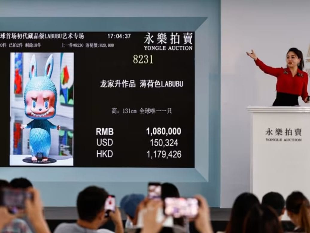 Human-Sized Labubu Figure Fetches Over USD150,000 at Beijing Auction