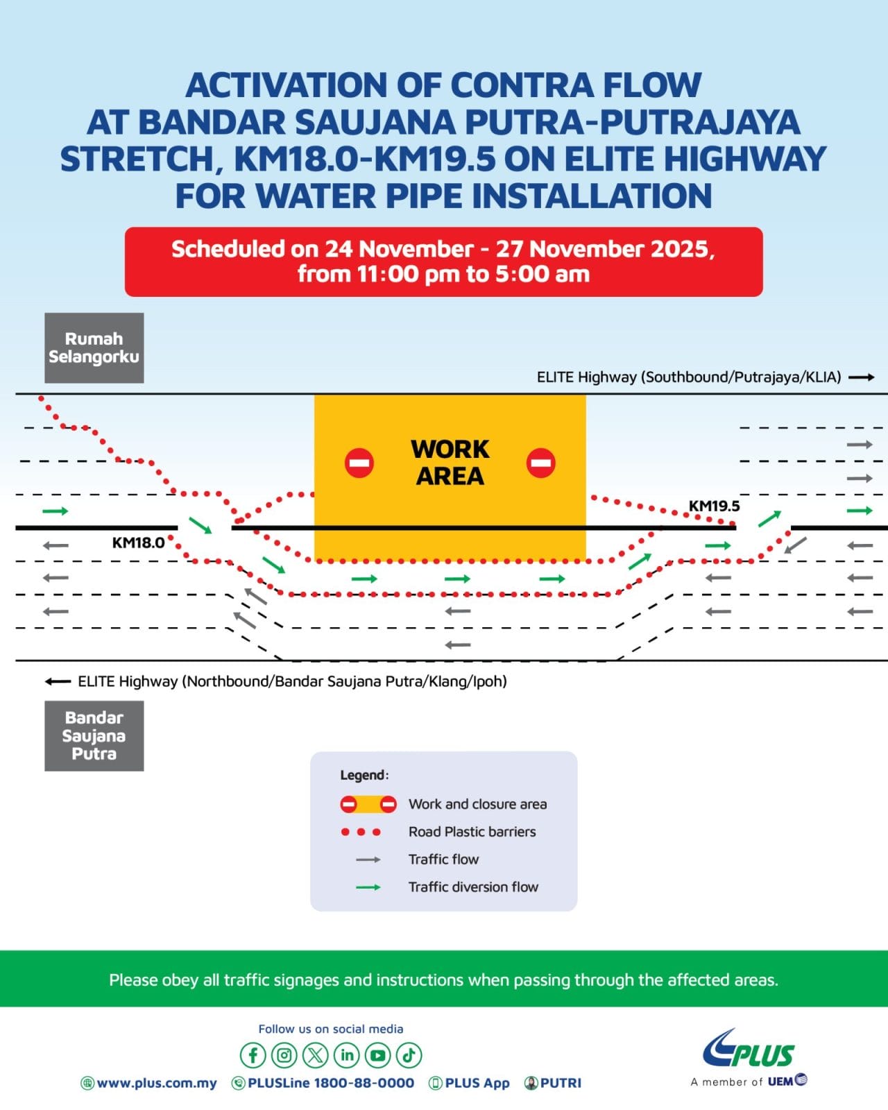 ELITE Highway Goes Contra Flow As Water Pipe Installation Begins ...