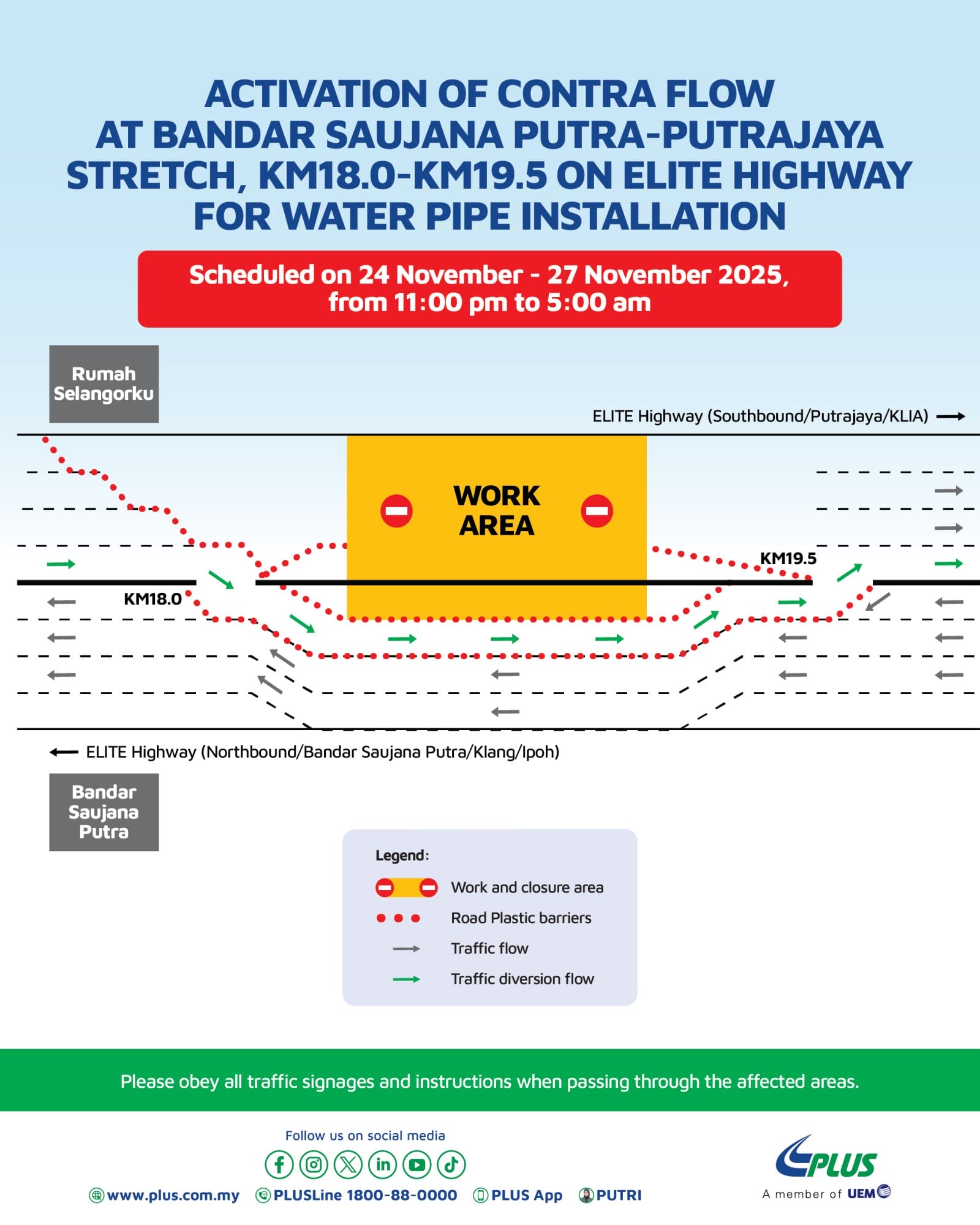 ELITE Highway Goes Contra Flow As Water Pipe Installation Begins ...